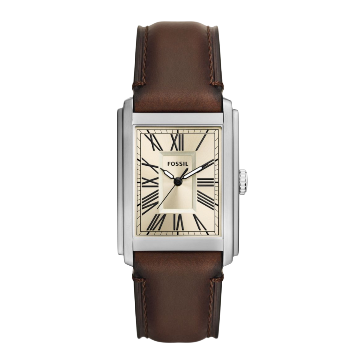 Fossil Carraway (30mm) FS6012 Cream Dial / Brown Leather Strap Mens Wa ...