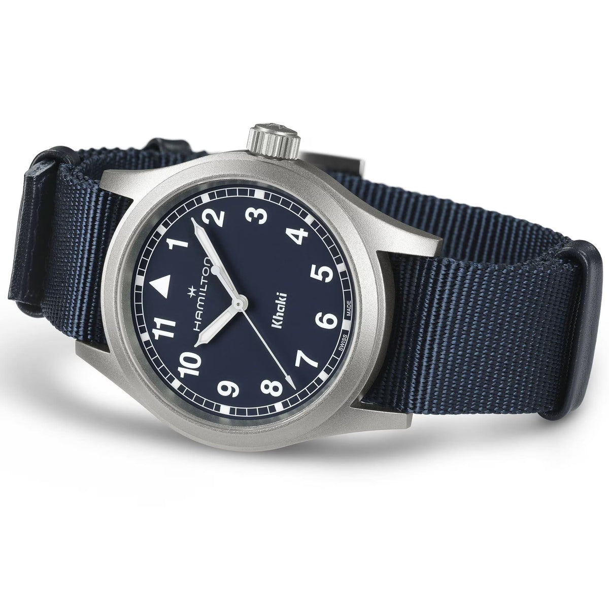 Hamilton H694-01940 Khaki Field Quartz 38mm Blue Dial Blue Textile Str ...