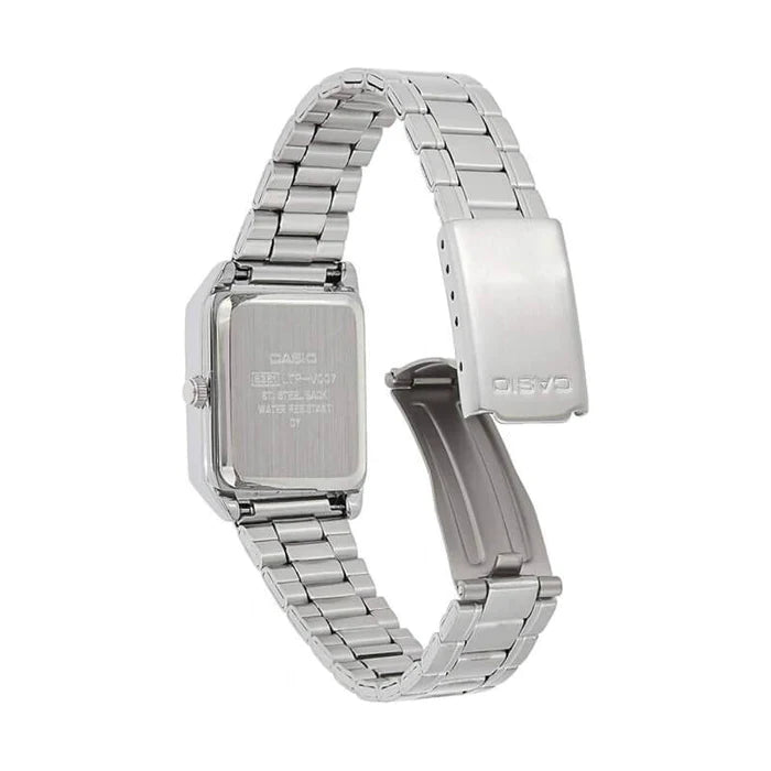 Casio LTP-V007D-2E Cartier Tank Style Analog Quatrtz Stainless Steel W ...