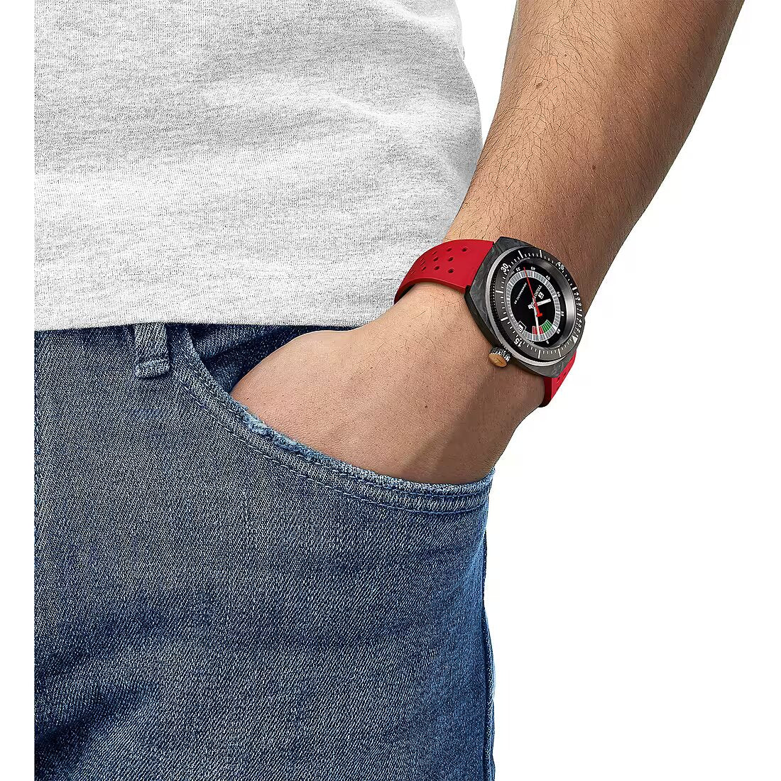 Tissot T1454079705702 Sideral S Powermatic 80 41mm Black Dial Red Rubb ...