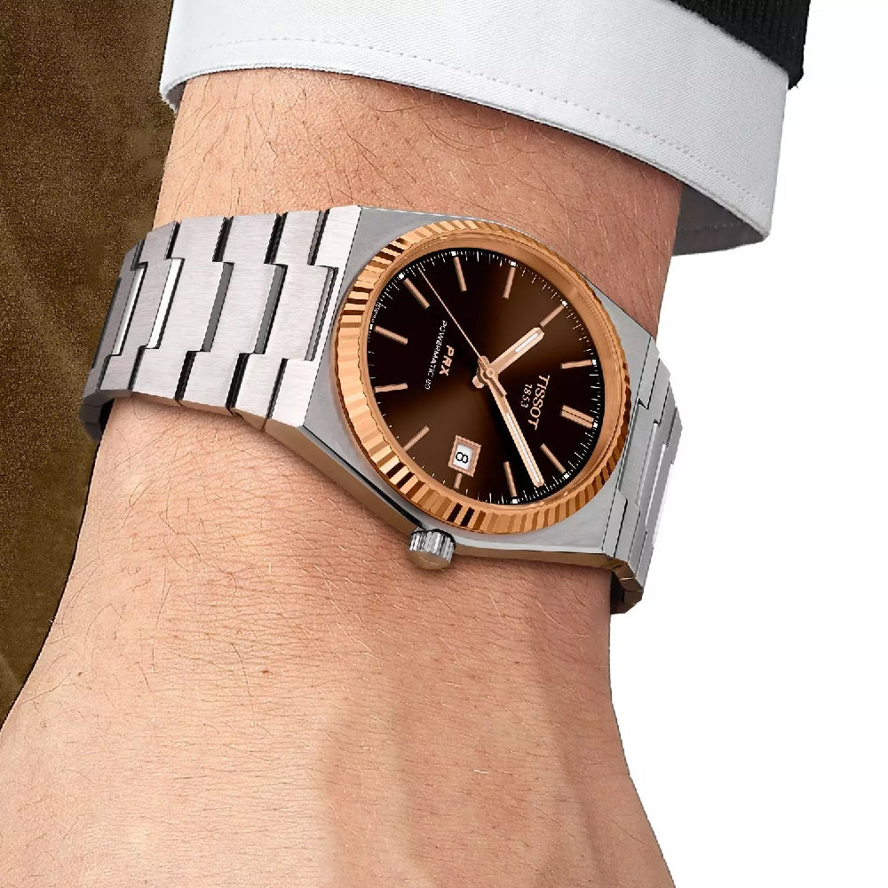 Tissot PRX T9314074129100 Automatic Stainless Steel with 18k Rose Gold ...